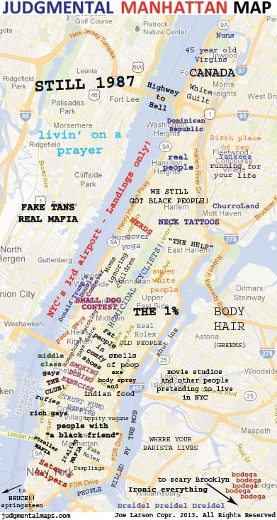 Fun Maps: Judgmental Map of NYC - Untapped New York