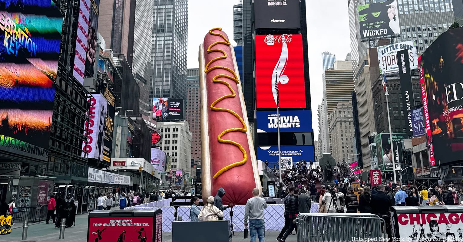 The World's Largest Hot Dog Arrives in Times Square - Untapped New York